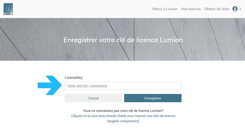 Enregister votre Clé de licence Lumion | Création compte Lumion